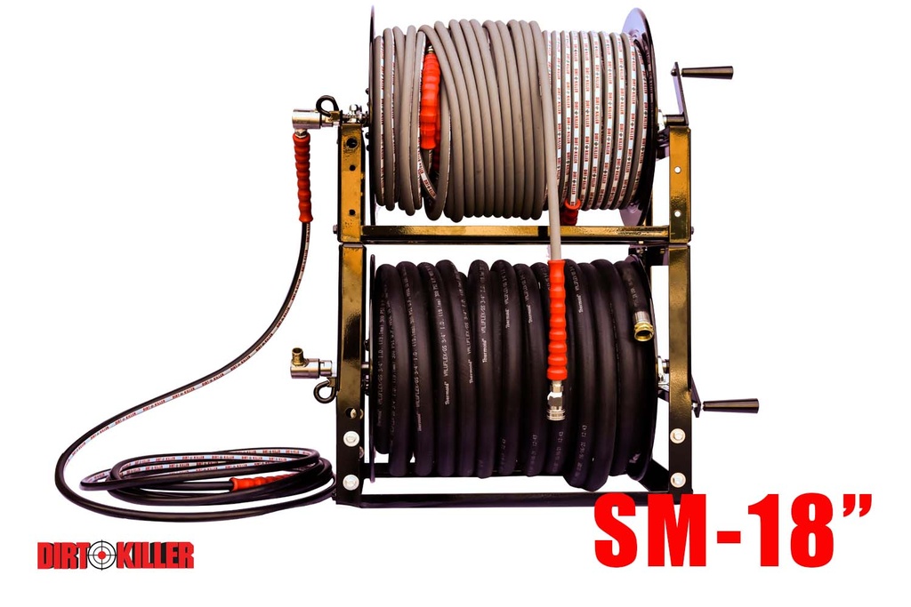 Double Stack Hose Reel Kit With Hoses Installed | Dirt Killer